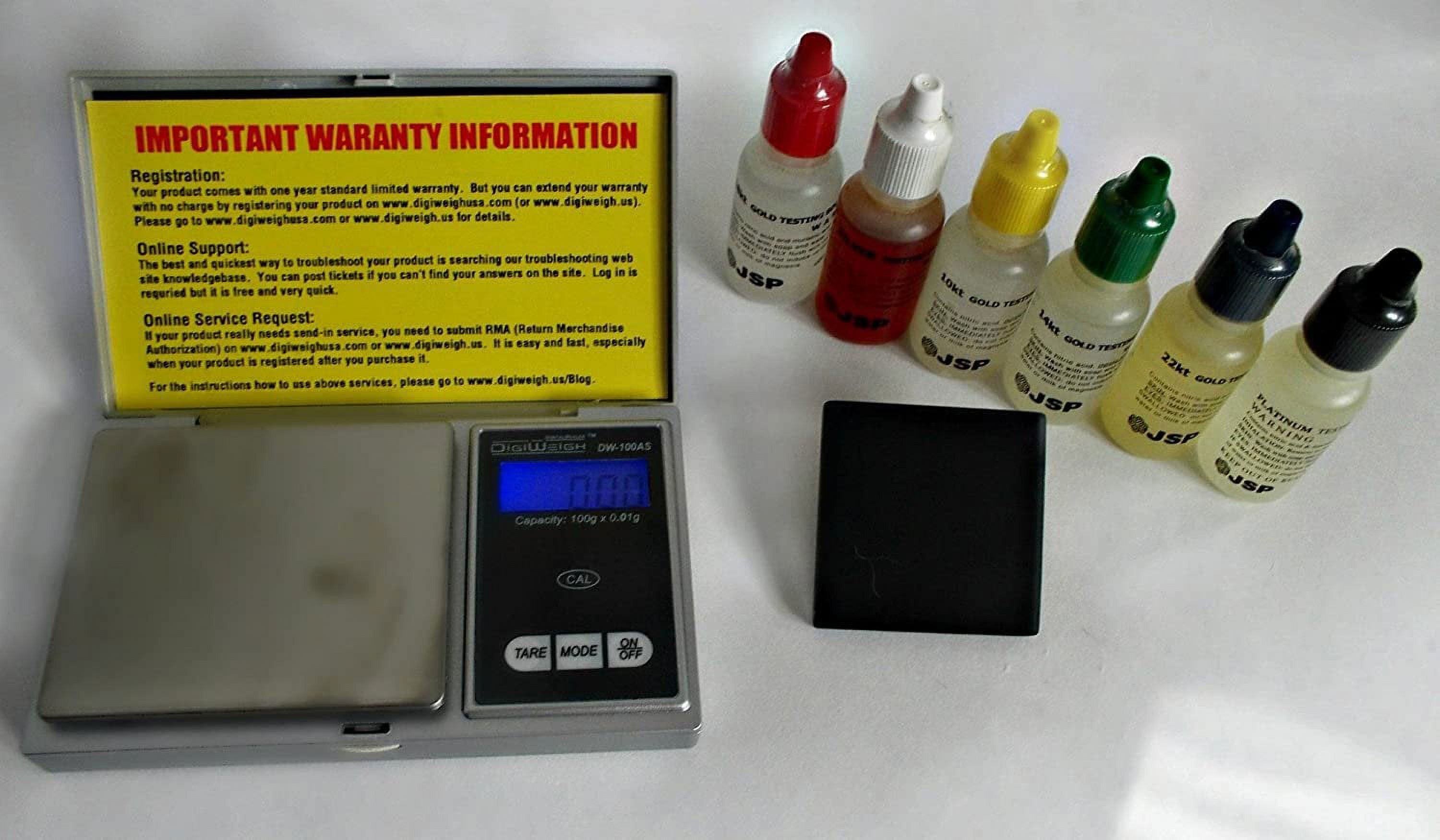 Gold Platinum Silver Test Kit & 100 x 0.01g Digital Pocket Scale ...