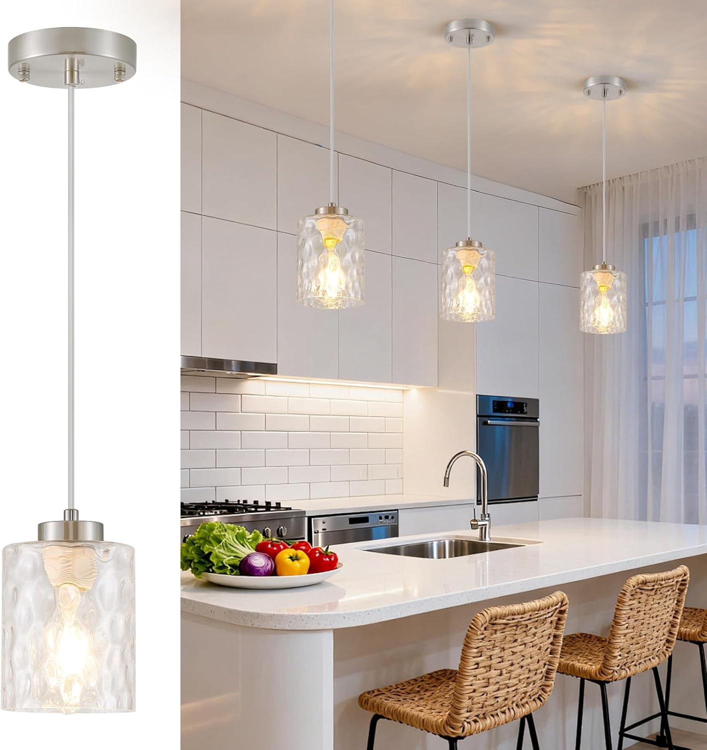 Gold Plug in Pendant Light,Hanging Lights with Plug in Cord On/Off ...