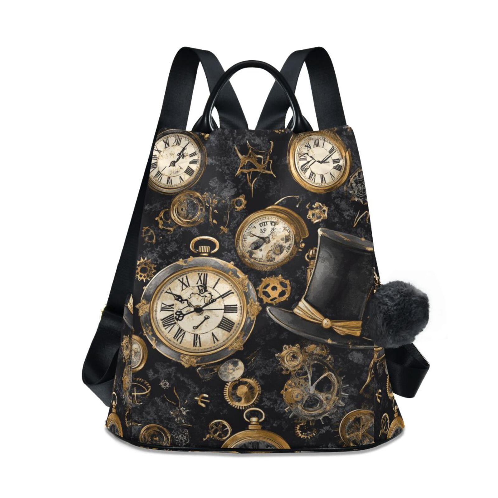 Gold Pocket Watches Travel Laptops Backpack for Women Anti-theft Casual ...