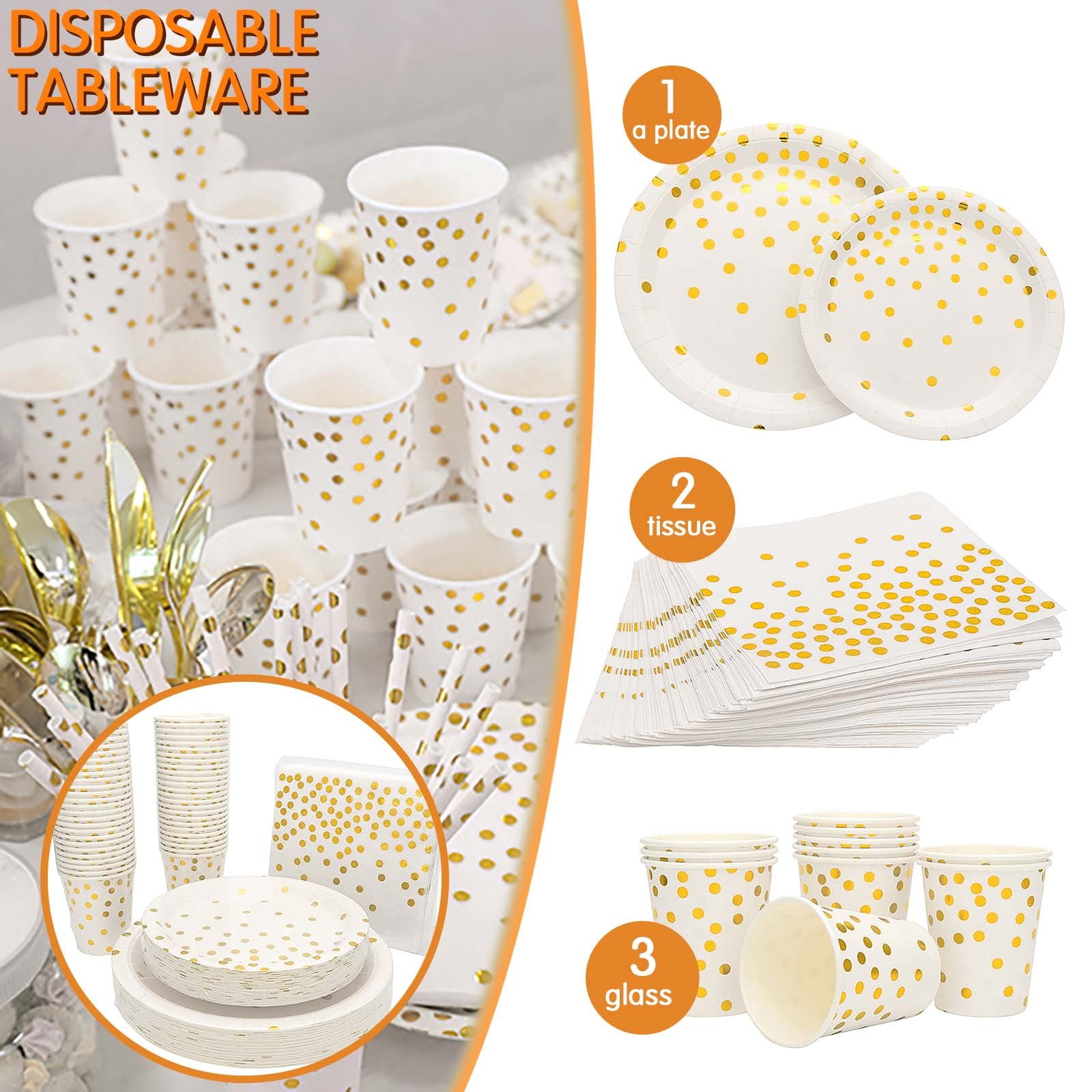 Gold Point Paper Napkin Cup Set, Disposable Party Paper Napkins, 120 ...