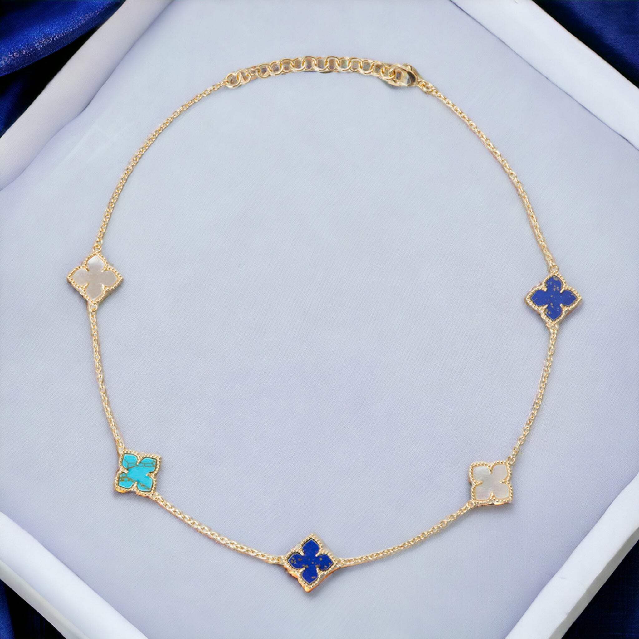 Gold Pointed Clover Necklace with Mother of Pearl - Walmart.com