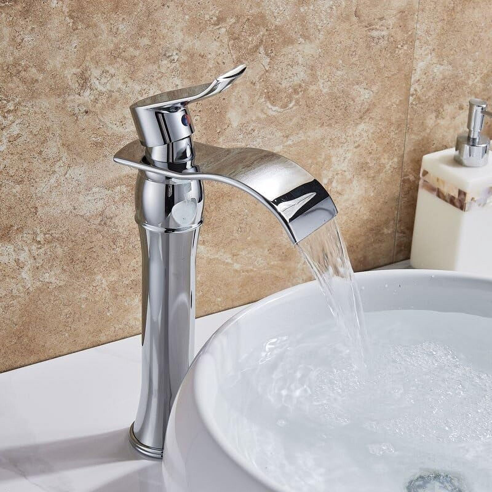 Gold Polished Bathroom Basin Faucet Hot Cold Waterfall Mixer Crane Tap ...