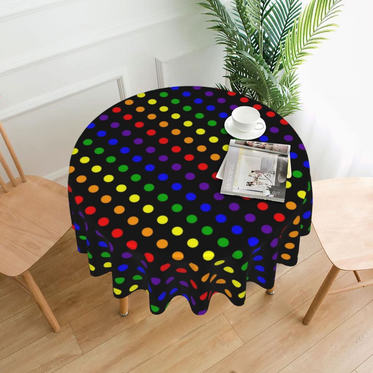 Gold Polka Dot Round Tablecloth Spots Print Polyester Table Cloth ...