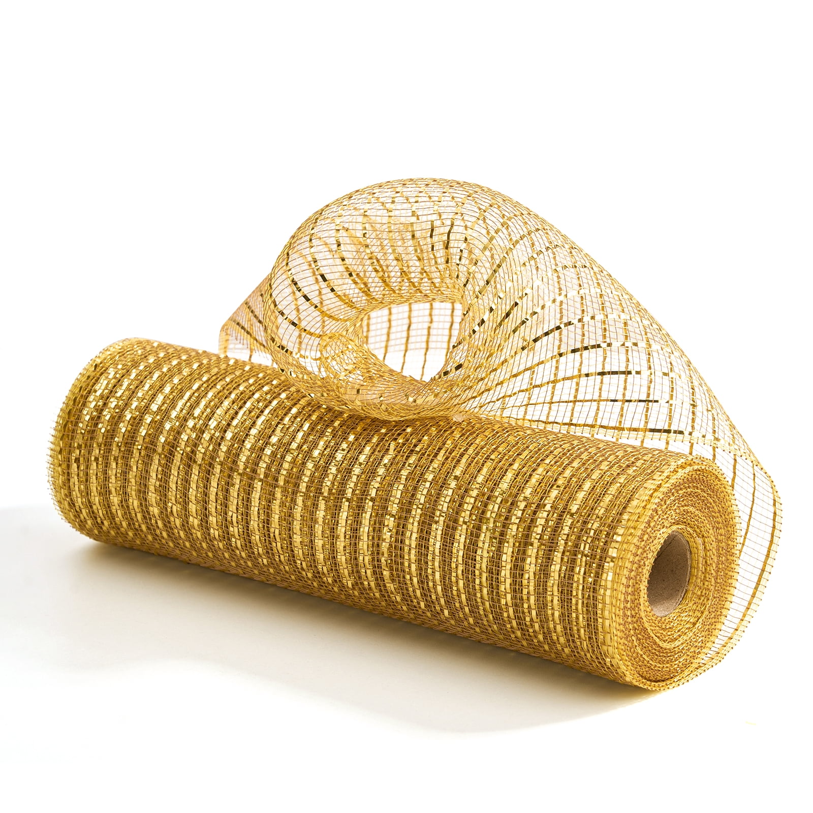Gold Poly Burlap Deco Mesh Ribbon, 10"x10yd (30 Feet) Fabric Wrapping ...