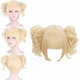 Gold Ponytail Bangs Hair Wig Micro Curl Synthetic Pullover Toupee Lace ...