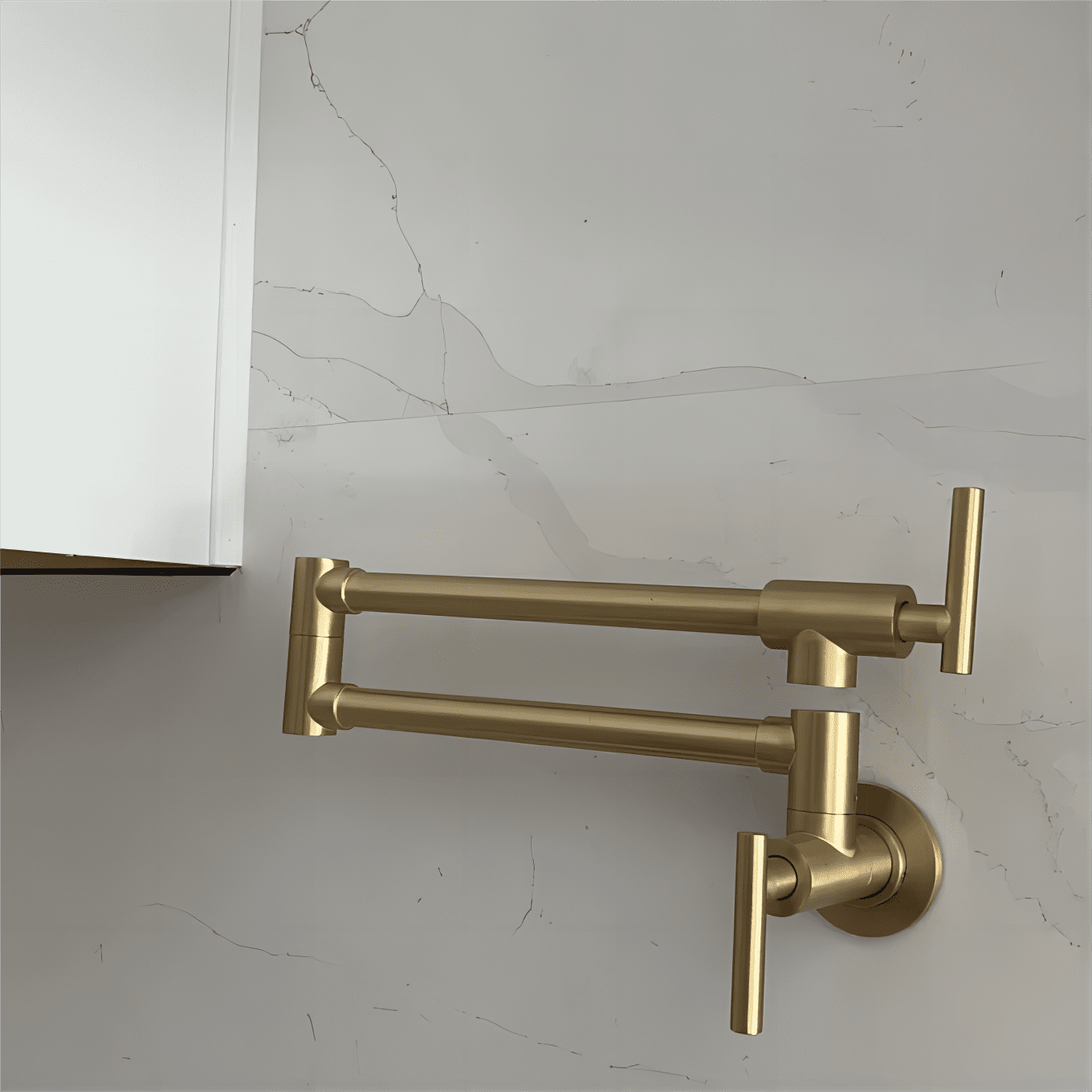 Gold Pot Filler Faucet Wall Mount Kitchen Folding Faucet with Double ...