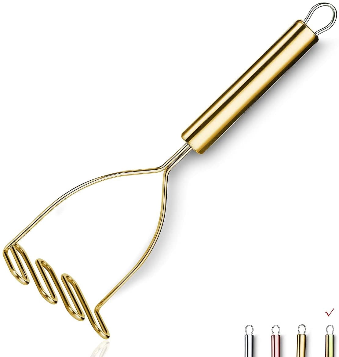 Gold Potato Masher, Stainless Steel Heavy Duty Metal Potato Ricer With ...