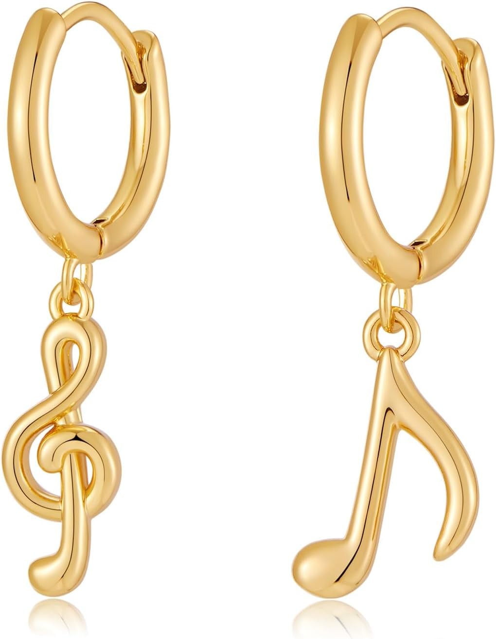 Gold Quality Music Note Hoop Earrings - Chunky Musical Themed Dangle ...