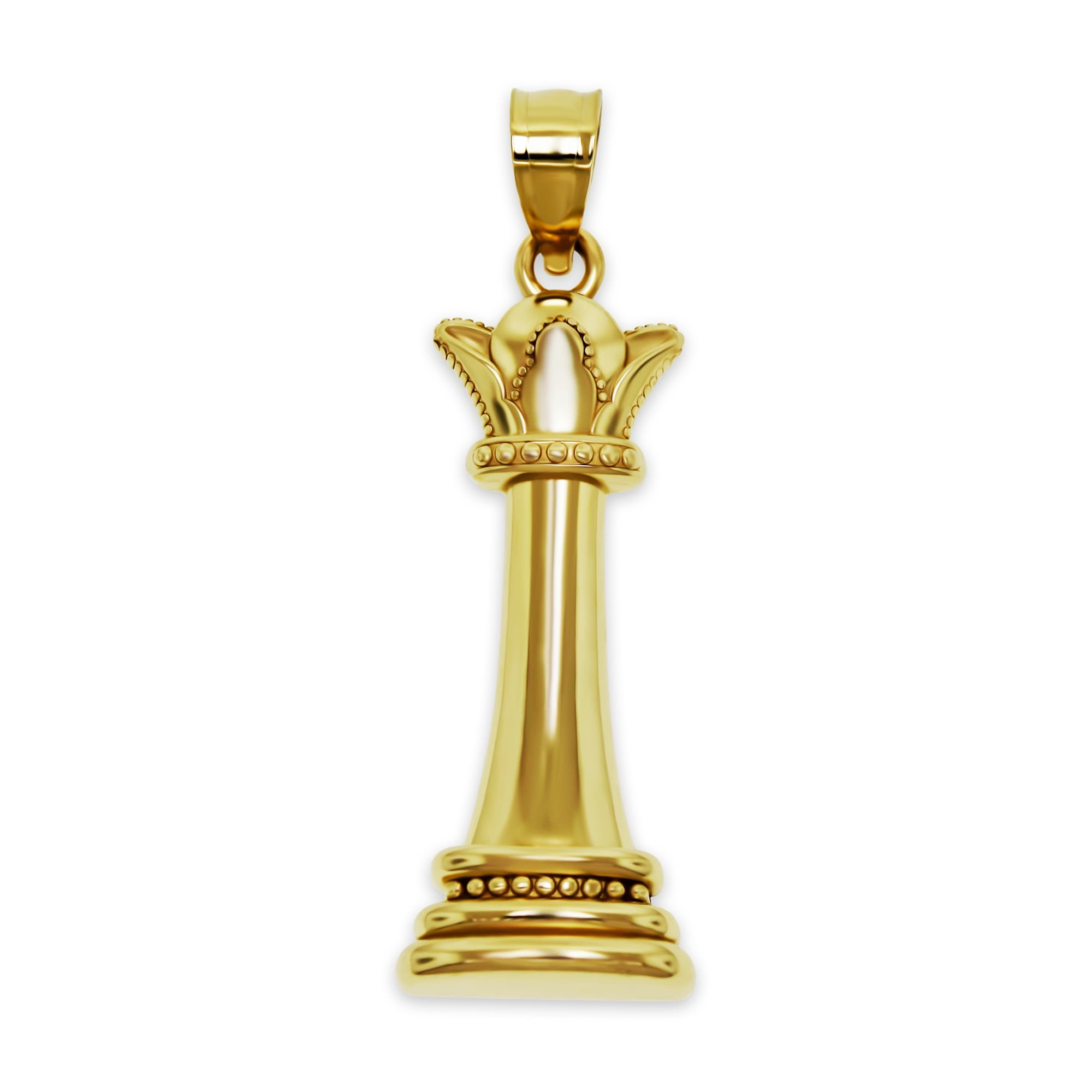 Gold Queen Chess Charm Pendant - 10 Karat Gold - Chess Jewelry - Chess ...