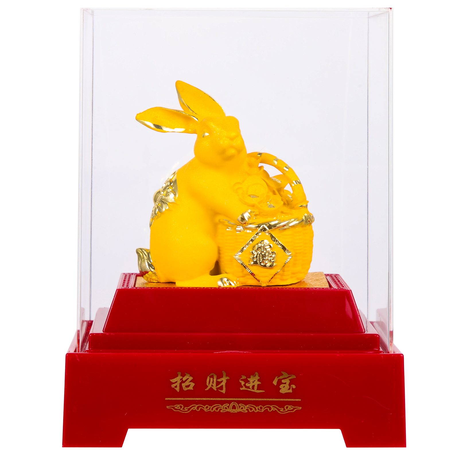 Gold Rabbit Ornament Toys Rabbit Statues New Year Bunny Chinese Wealth ...