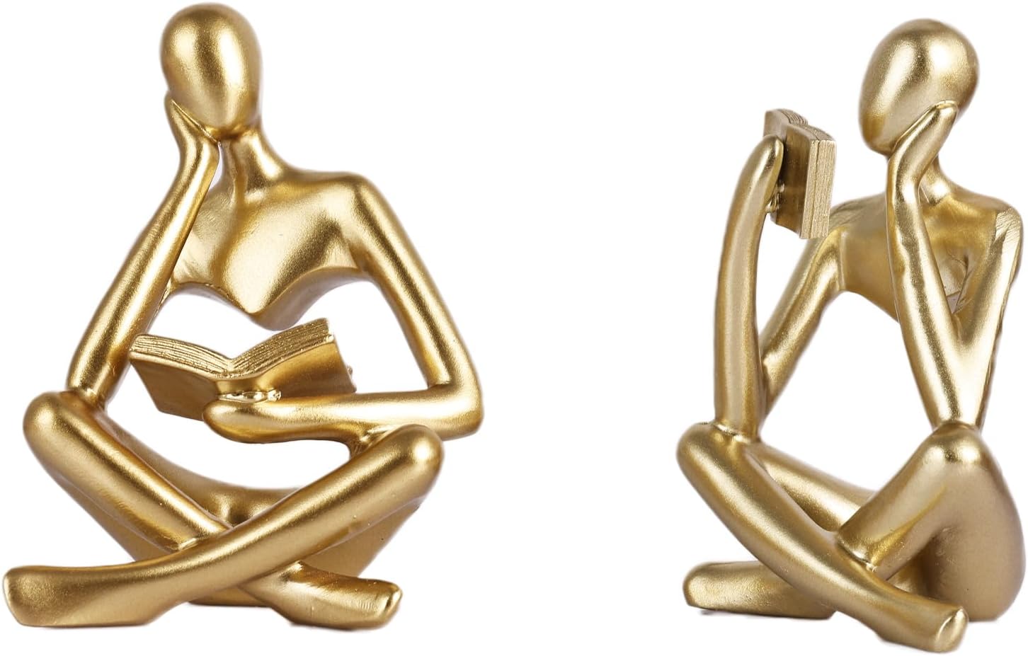 Gold Reading Women Statue, Thinker Sculptures, Abstract Art Ornament ...