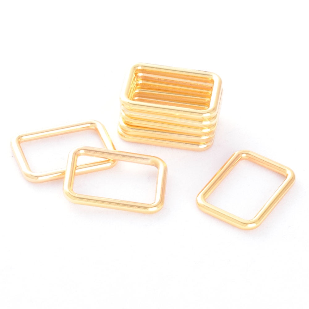 Gold Rectangle Rings Buckle Webbing Belt Buckle 1" Adjuster Square Connector Welded Charms for ...