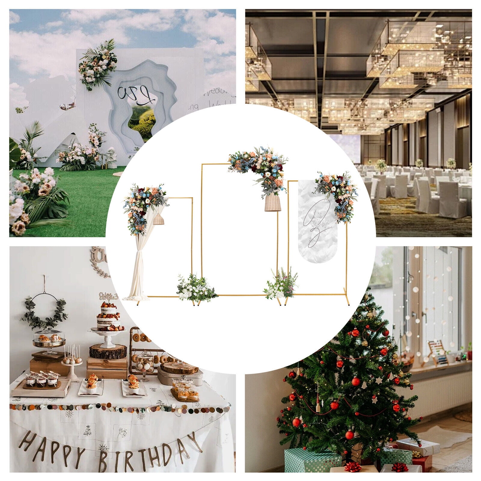 Gold Rectangular Balloon Frames, Modern Rectangular Metal Backdrop ...