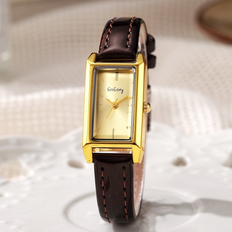 Gold Rectangular Women's Watch Women's Style Student Belt Quartz Watch ...
