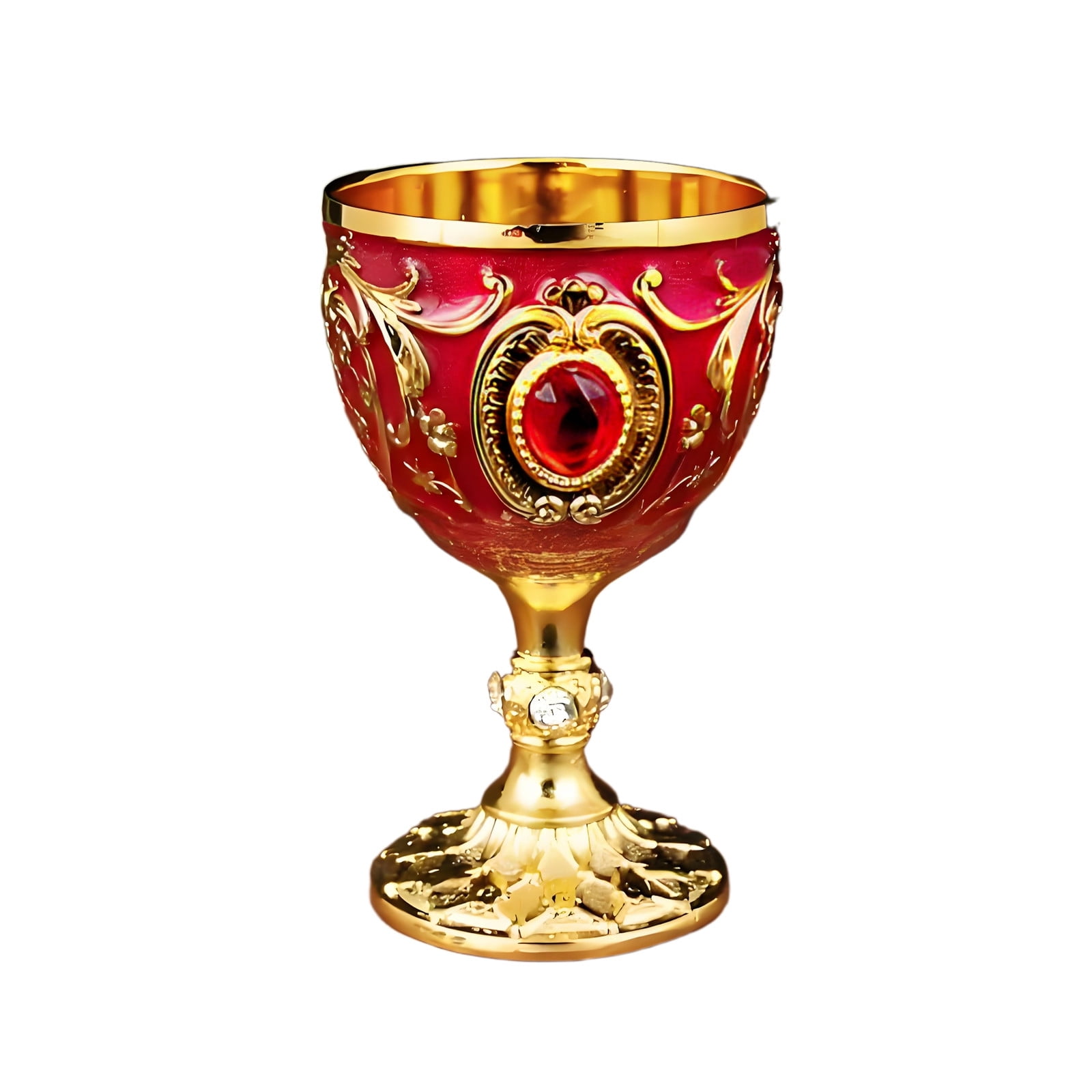 Gold Red Chalice Goblet Delicate Retro Wine Cup Medieval Goblet Alloy ...