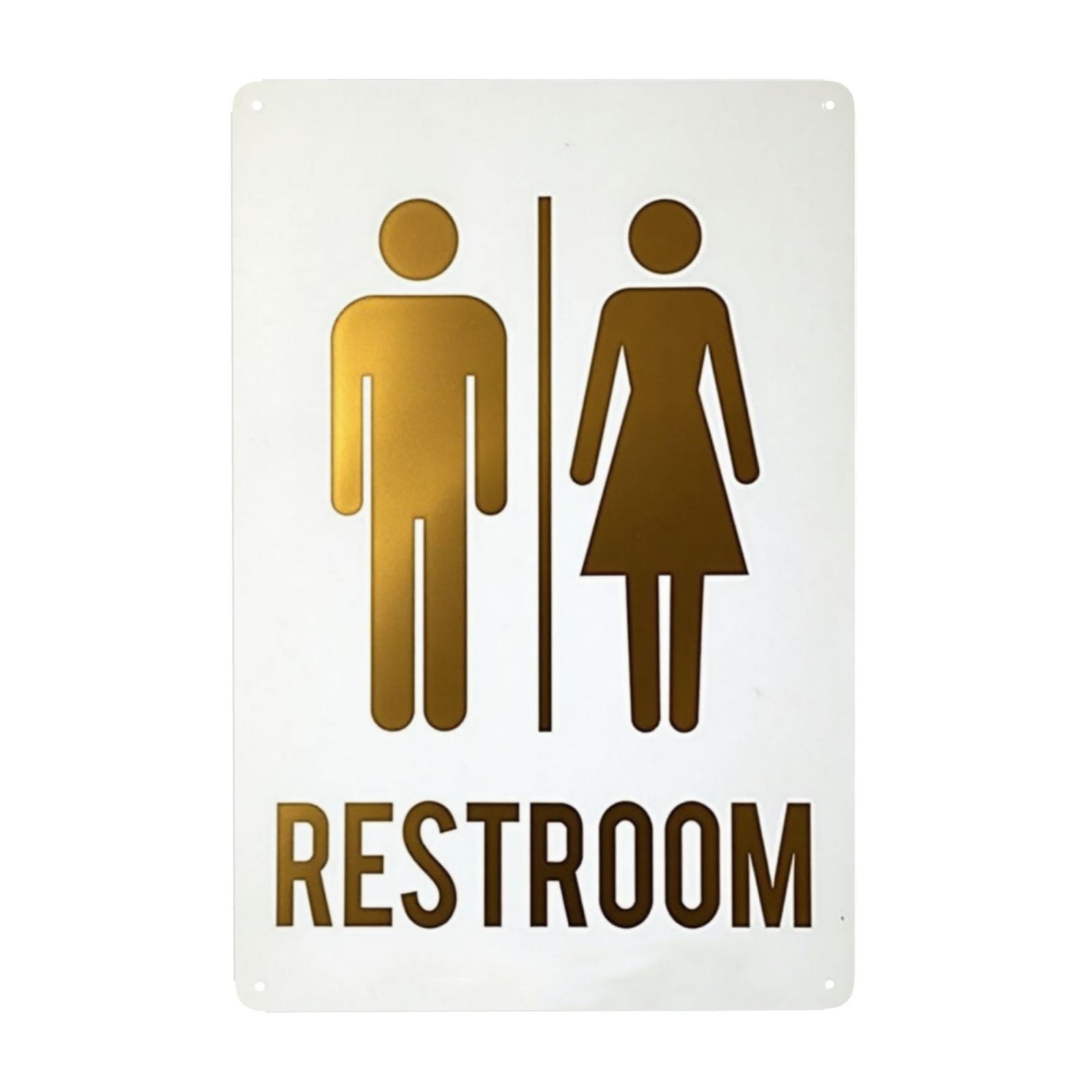 Gold Restroom Sign Metal Tin Sign Vintage Style Bathroom Decor 8x12 ...