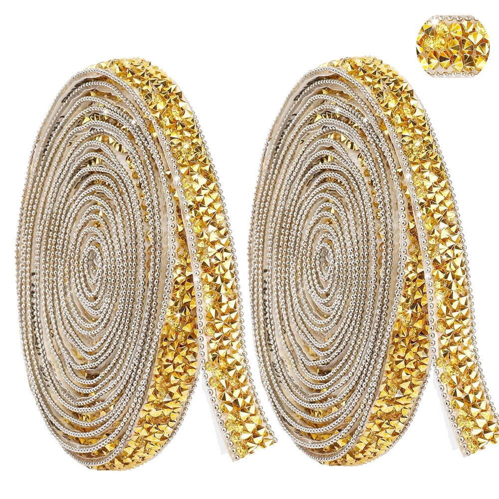 Gold Rhinestone Ribbon Roll,Diamond Ribbon Sticker,Glitter Bling ...