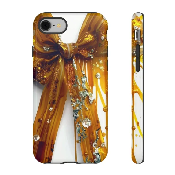 Gold Ribbon Abstract Artistic Design Case for iPhone 17 to 11 Pro Max ...