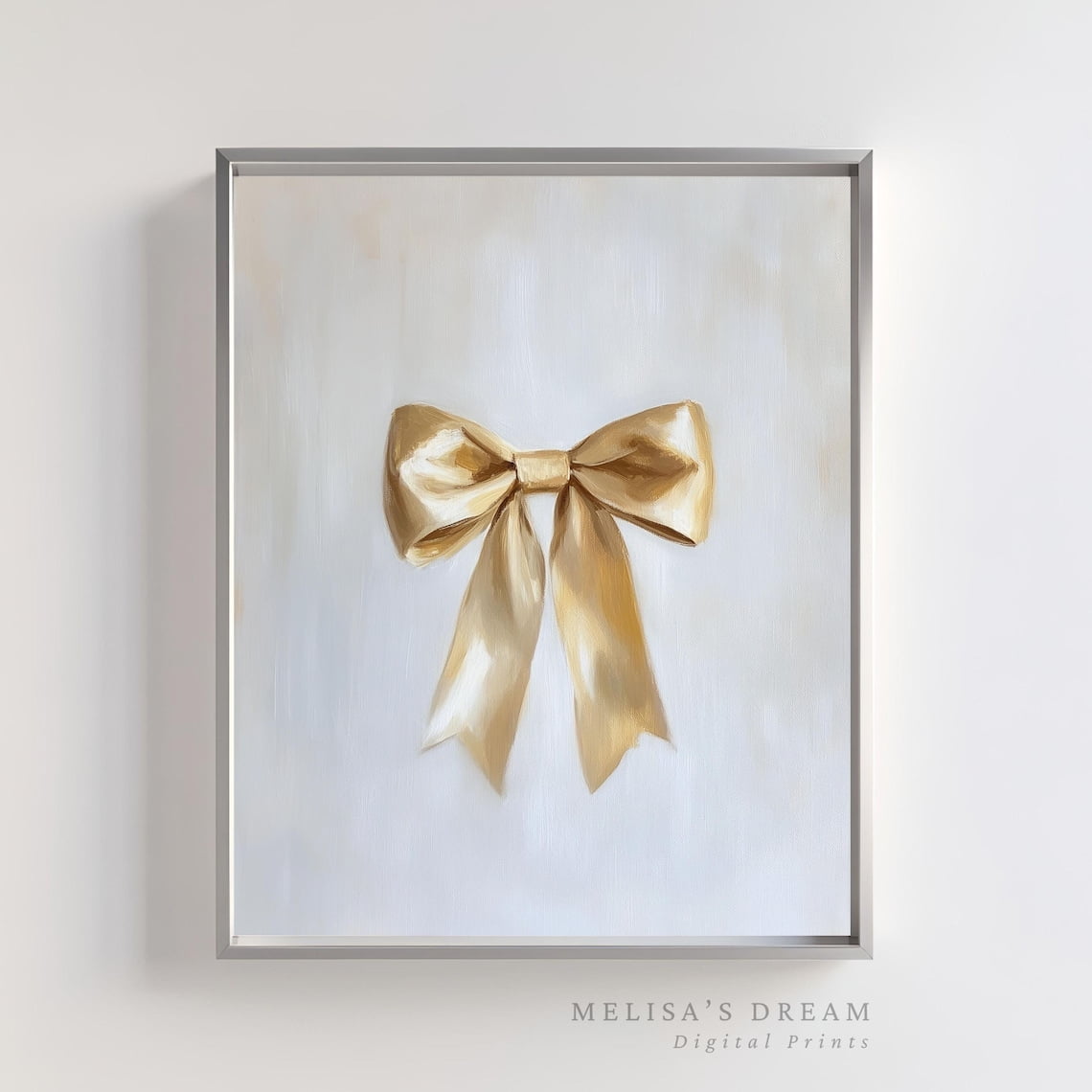Gold Ribbon Bow Wall Art, Elegant Neutral Bow, Minimalist Feminine ...