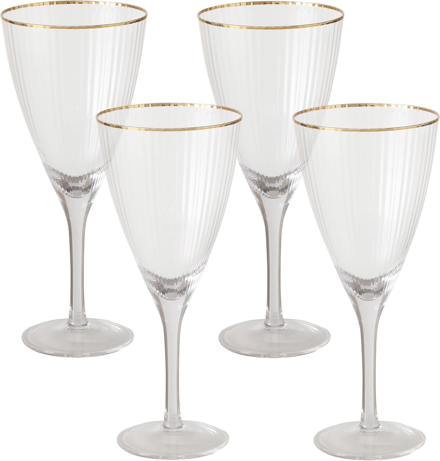 Gold Rimmed Sparking Wine and Champagne Glasses, Set of 4, 14.2 Fluid ...