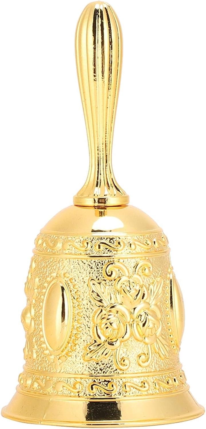 Gold Ringing Hand Bell, Loud Metal Handheld Ring Tea Bell Wedding Bells ...