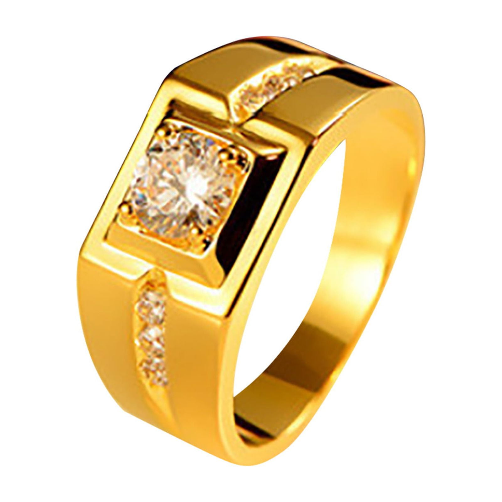 Gold Rings for Men Gentleman Temperament Plated 24K Gold Ring Men's Domineering Ring Eternal ...