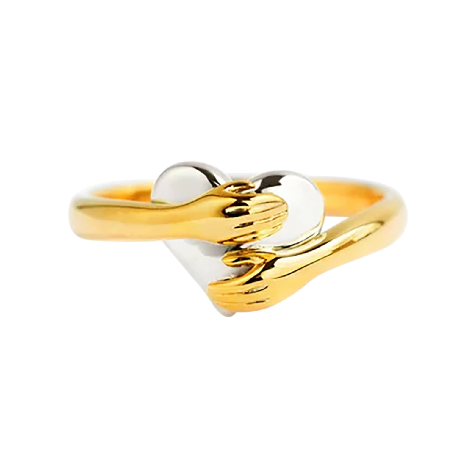 Gold Rings for Women Hands Hug Love Ring Fashion Simple Two Color Peach ...