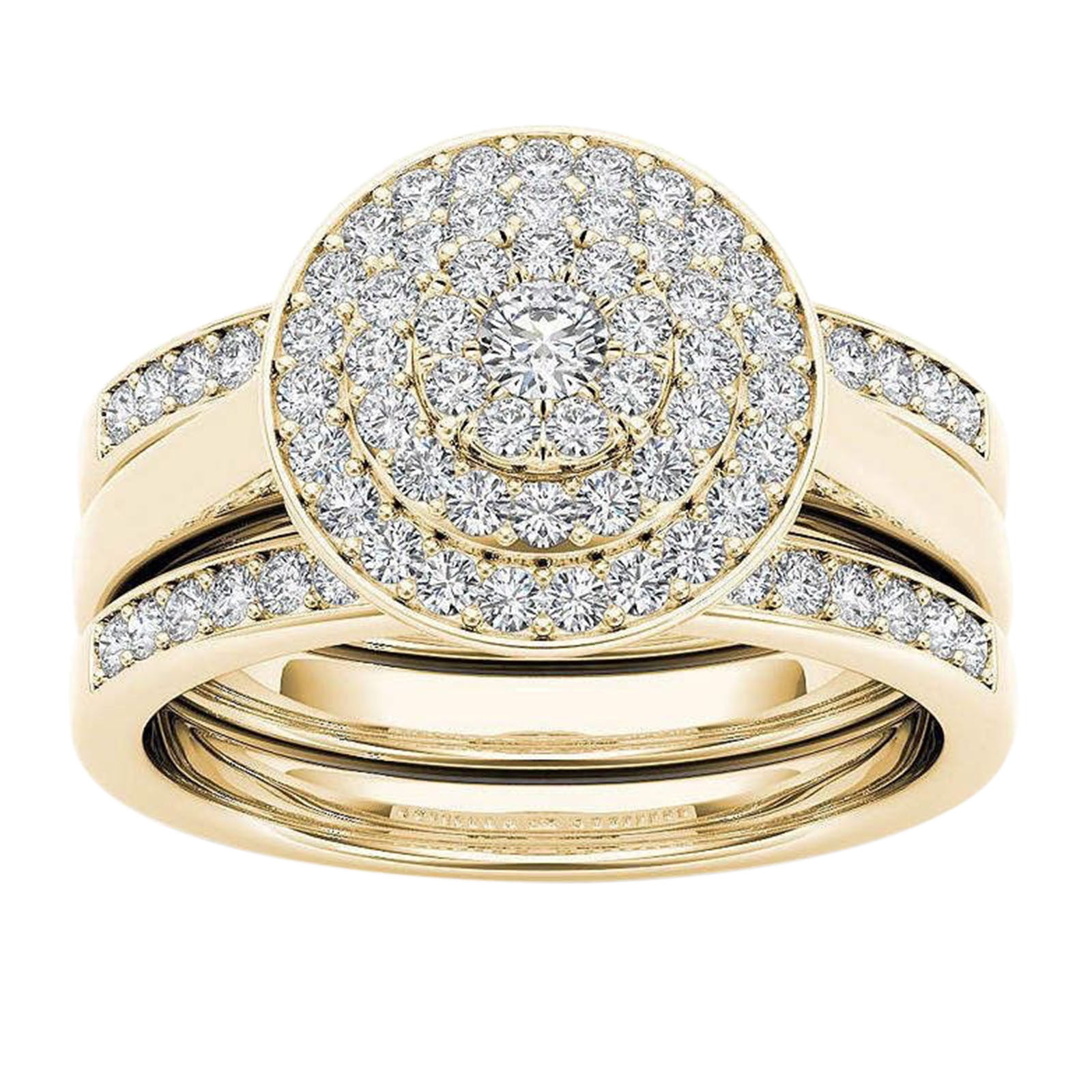 Gold Rings for Women Rings Gold-Plated Inlaid Zircon Ring Classic ...