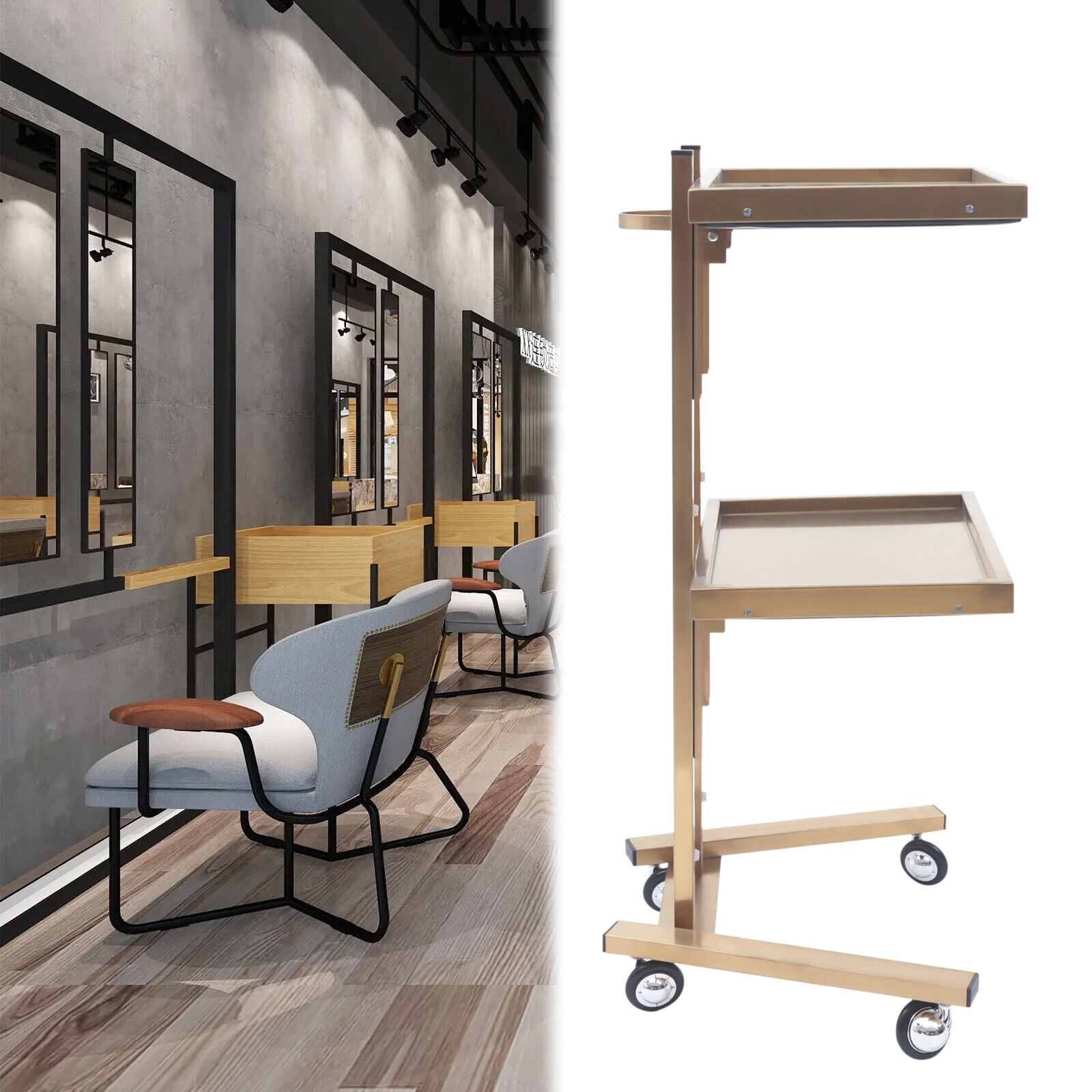 Gold Rolling Trolley Cart Tray Hair Beauty Salon Spa Storage Equipment ...