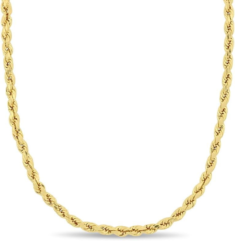 Gold Rope Chain Necklace for Men & Women – 100% Real 10k or 14k Gold ...