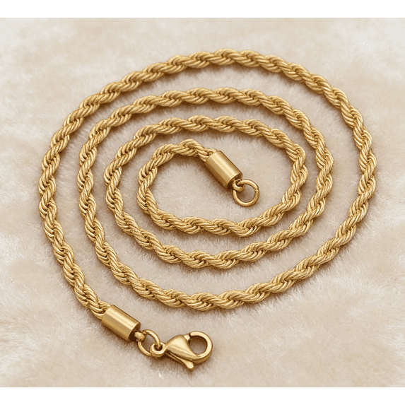 Gold Rope Chain Necklace for Men & Women - 14K Gold Plated Diamond-Cut ...