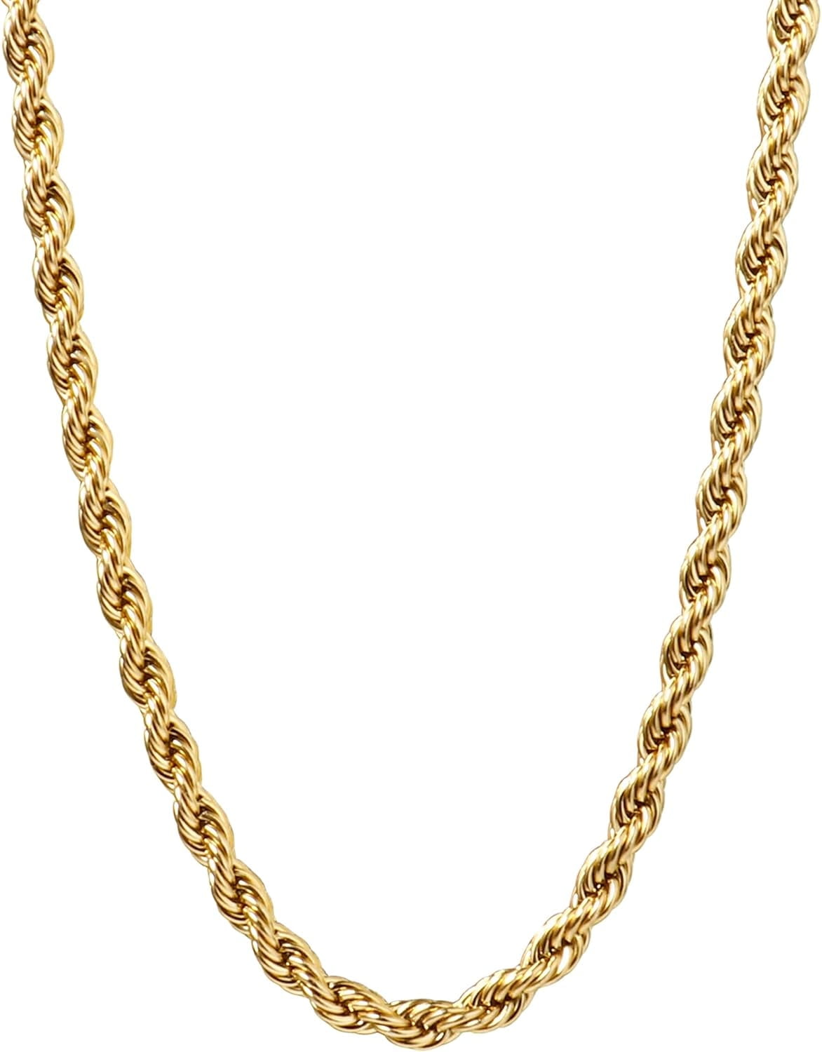 Gold Rope Chain for Men 2.5mm 3mm 4mm 18K Gold Plated Stainless Steel ...