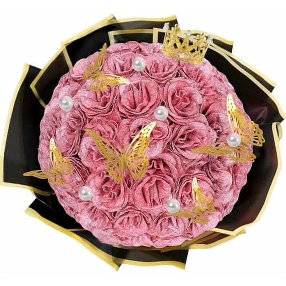 Gold Rose Glitter Roses Bouquet, 36 Pcs Shiny Glitter Flowers Bouquet ...