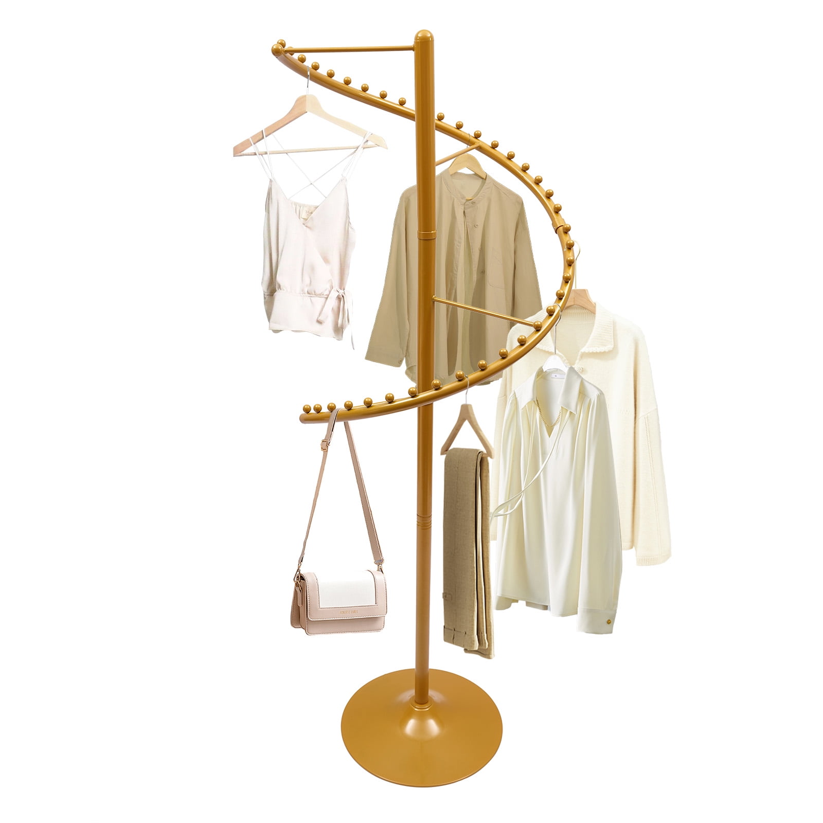 Gold Rotating Clothing Rack Spiral Rotating Clothing Rack with a 360 ...