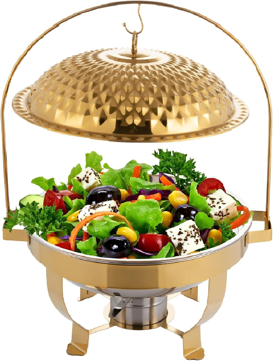 Gold Round Chafing Dishes for Buffet, 6.3Qt/6L Stainless Steel Buffet ...
