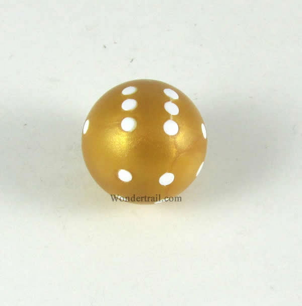 Gold Round Die with White Pips D6 22mm (7/8in) 1 Single Die Koplow ...