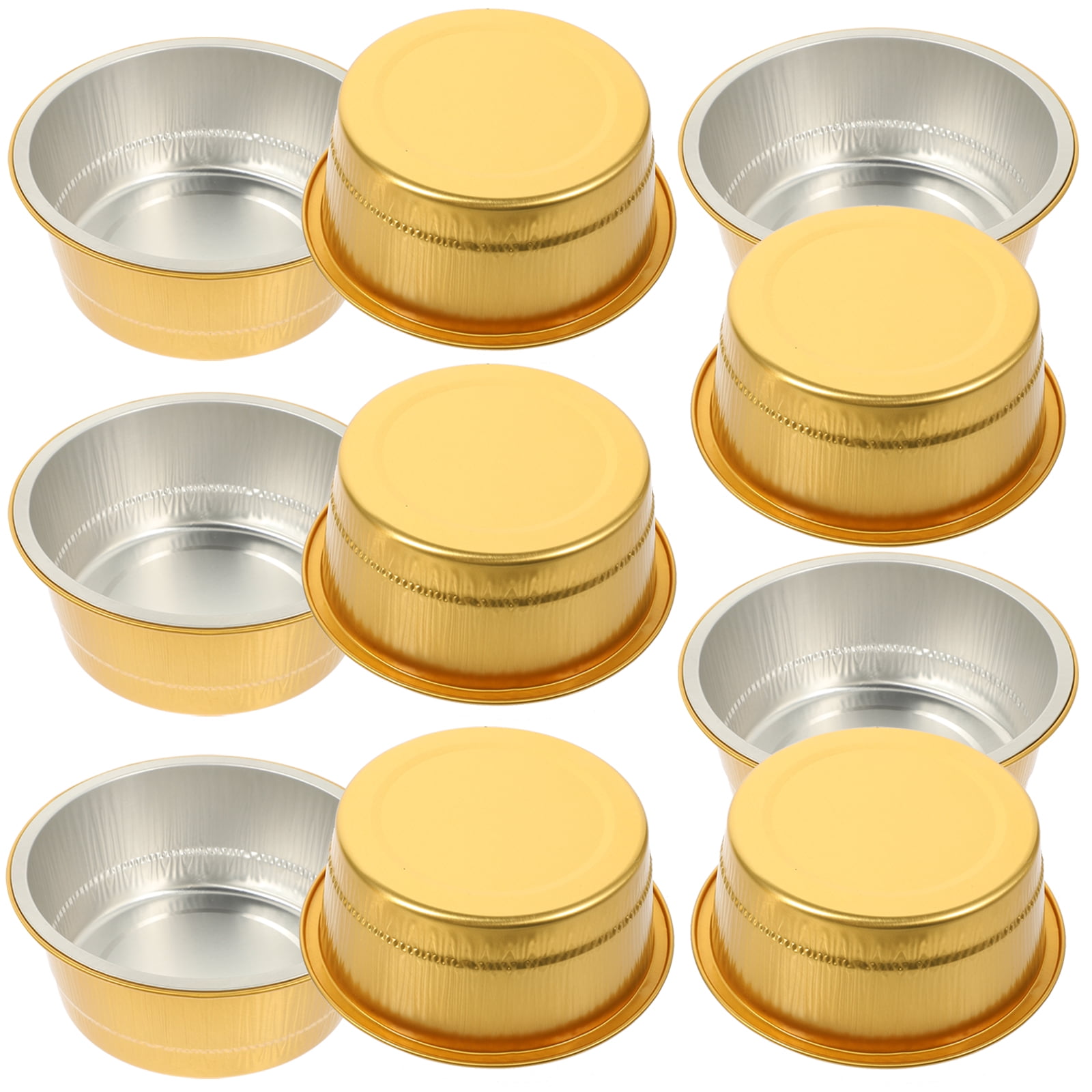 Gold Round Tray Disposable Serving Foil Cake Bowls Portable Camping ...