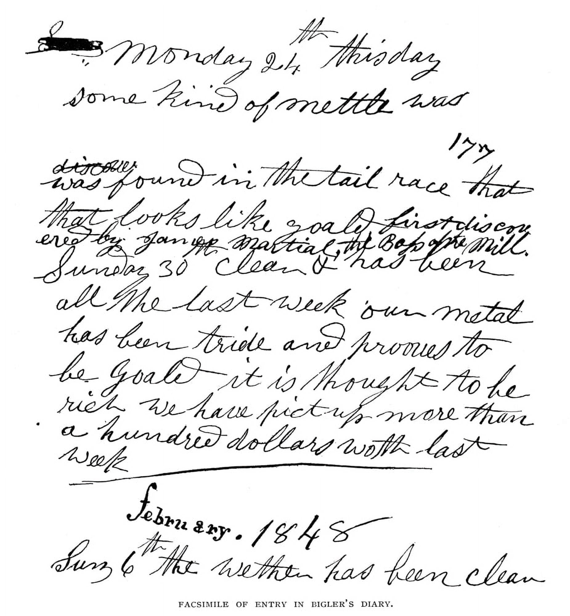 Gold Rush: Diary, 1848. /Ndiary Entry By Gold Prospector Henry Bigler ...