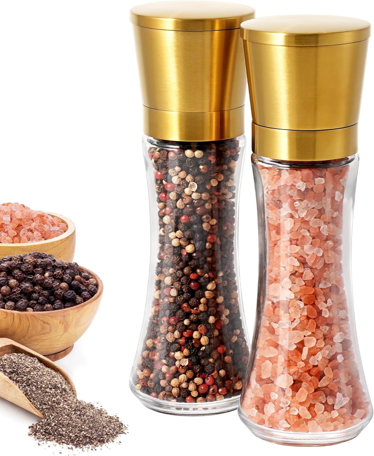 Gold Salt and Pepper Grinder Mill Set Stainless Steel Pepper Shaker ...