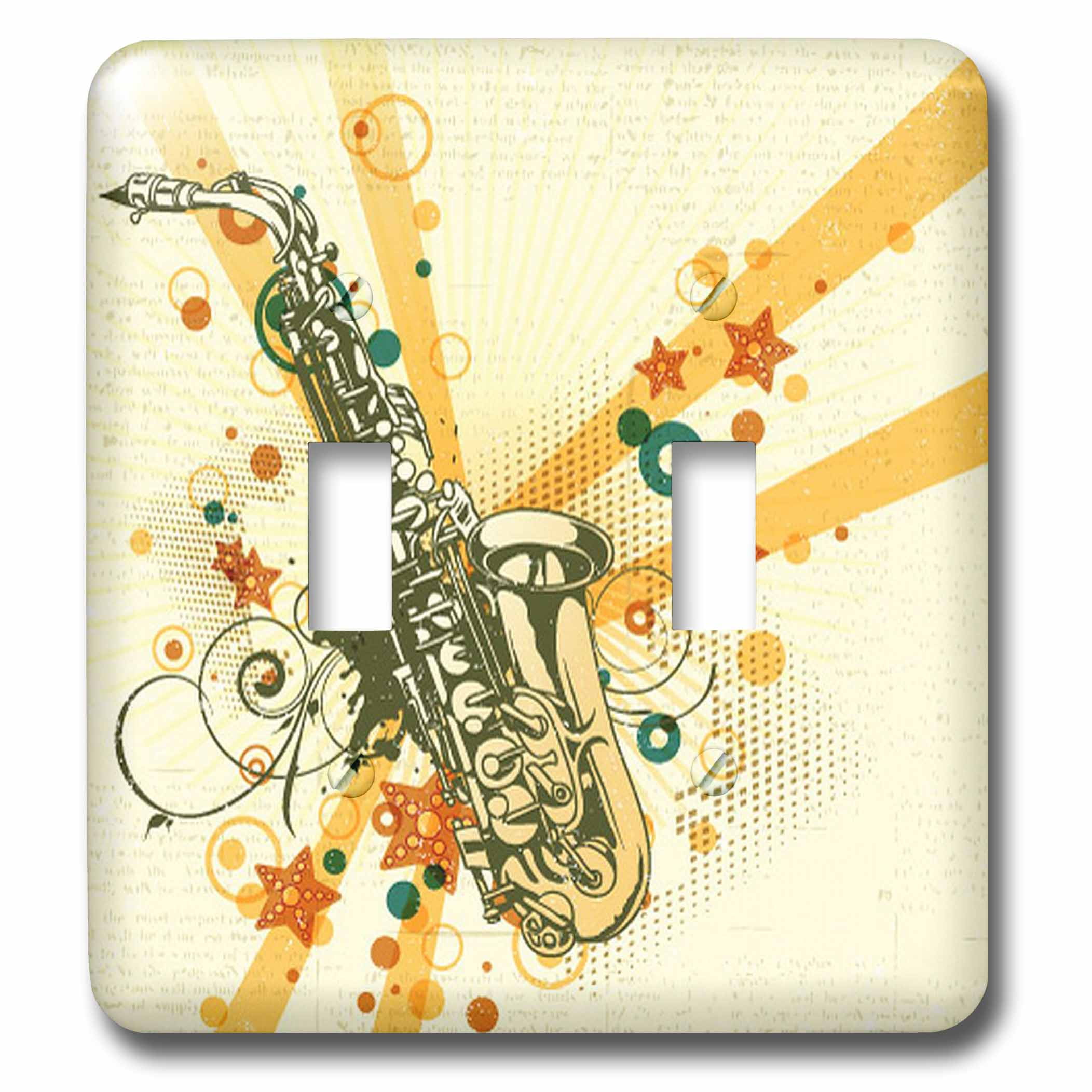 3dRose, Gold Saxaphone Against A Grunge Background, double toggle ...