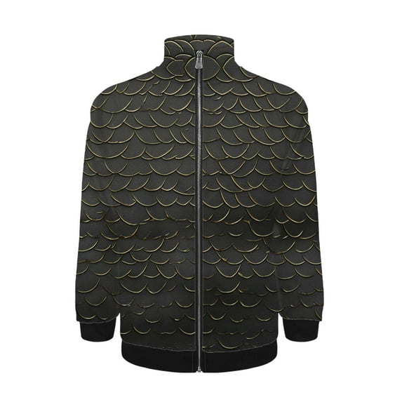 Gold Scale Pattern Fabric Jacket Men's Street Cool Long Sleeves Coat ...