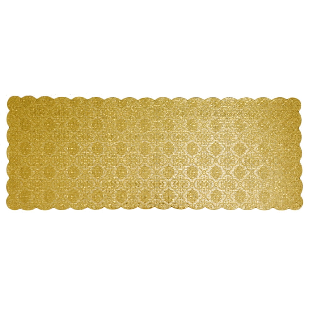 Gold Scalloped Log Cake Board (thick), 6.5" x 16.75" - Pack of 25 ...