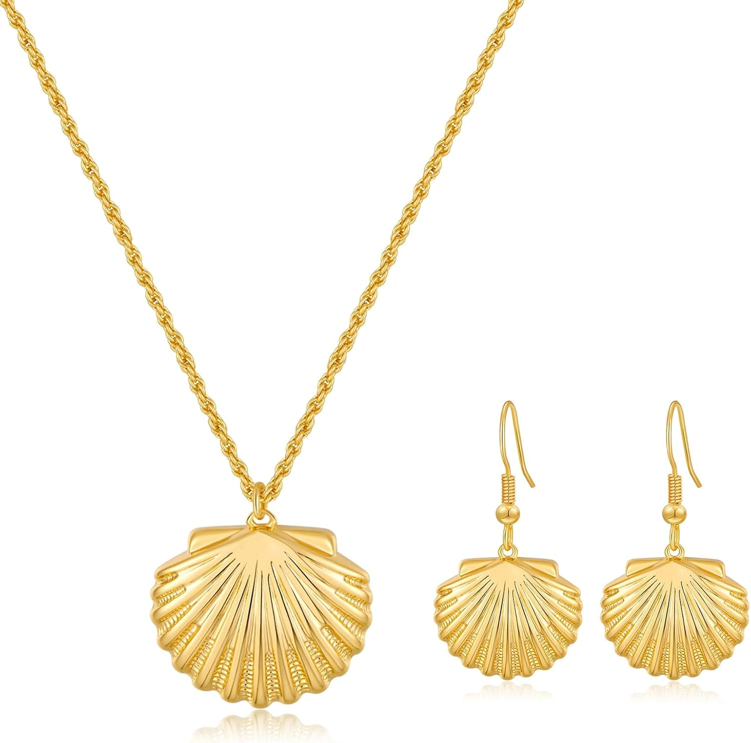 Gold Sea Shell Jewelry Set for Women Gold Scallop Shell Pendant Choker ...