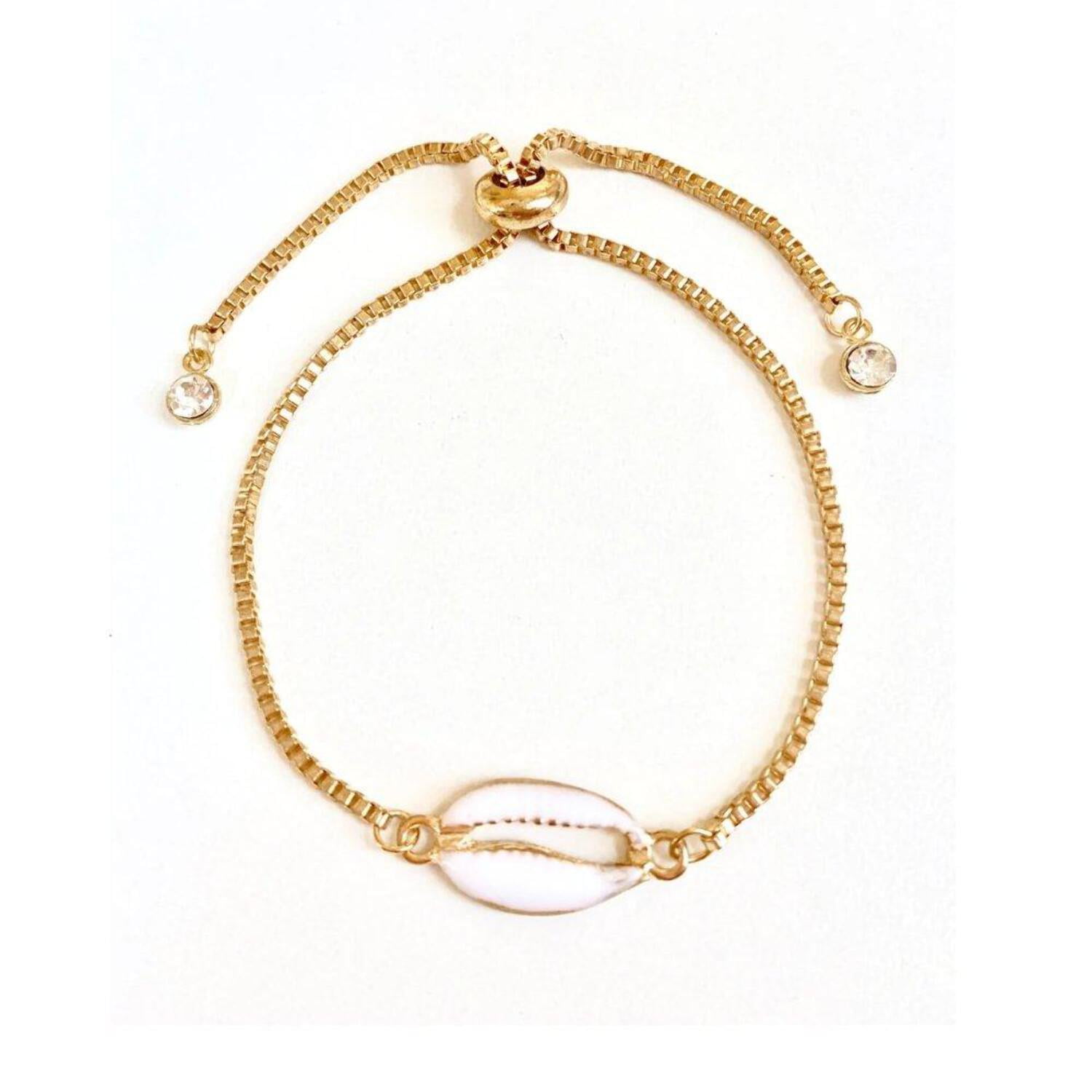 Gold Seashell Bracelet Adjustable Spring Closure - Walmart.com