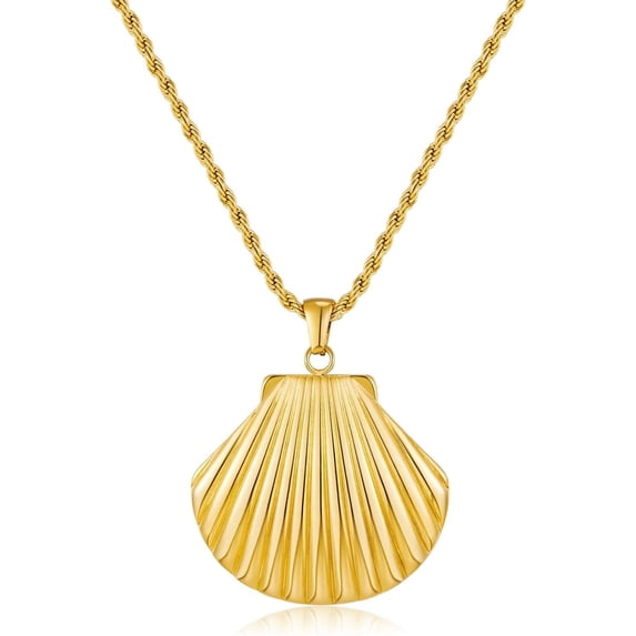 Gold Seashell Necklace For Women With Beach Sand And Bead Starfish ...