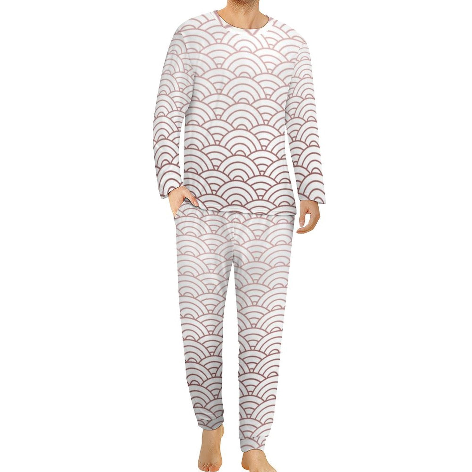 Gold Seigaiha Pajamas Spring Japanese Wave Print Bedroom Nightwear Male ...