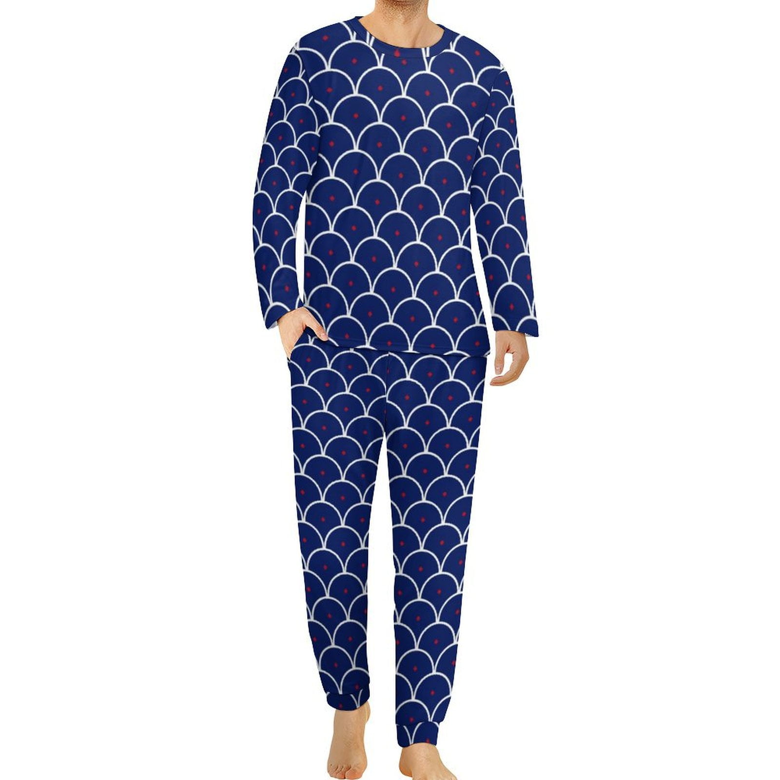 Gold Seigaiha Pajamas Spring Japanese Wave Print Bedroom Nightwear Male ...