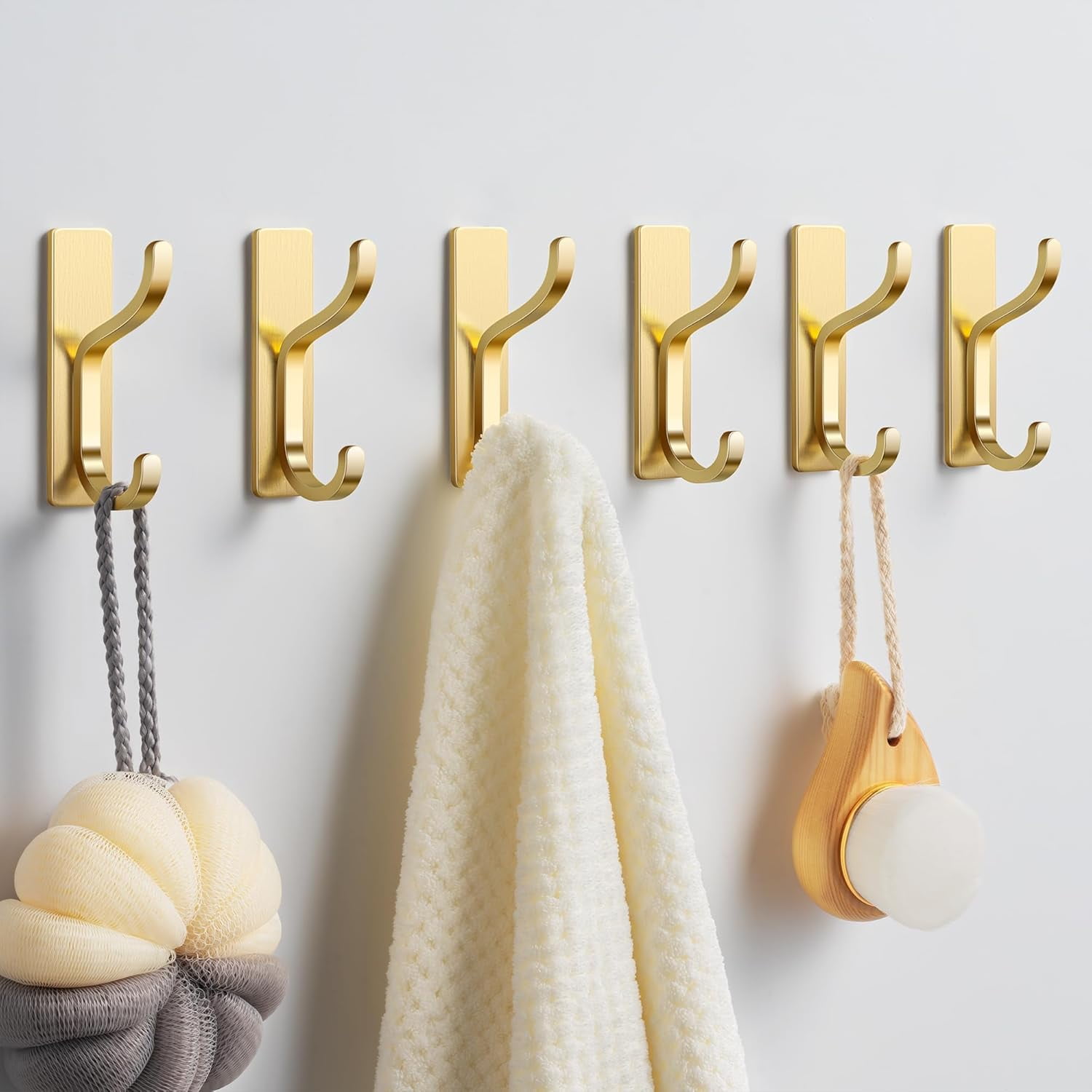 Gold Self Adhesive Wall Hooks for Hanging Towels, Coats, Purses ...