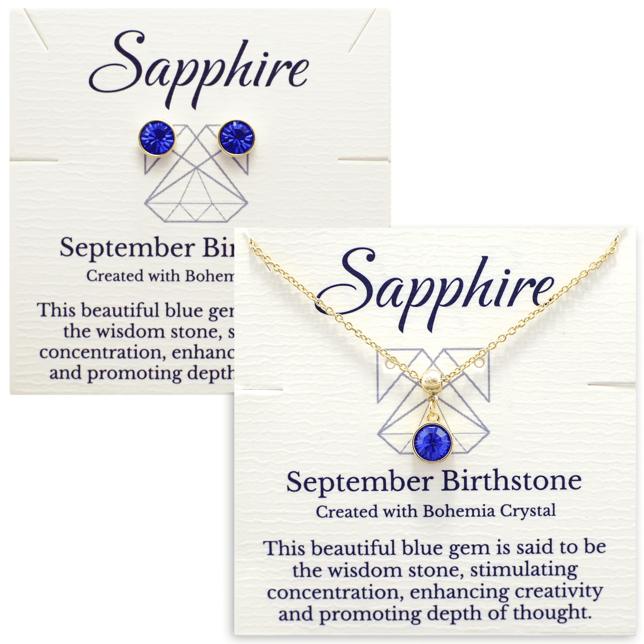 Gold September Birthstone Necklace and Stud Earrings Set with Bohemian ...