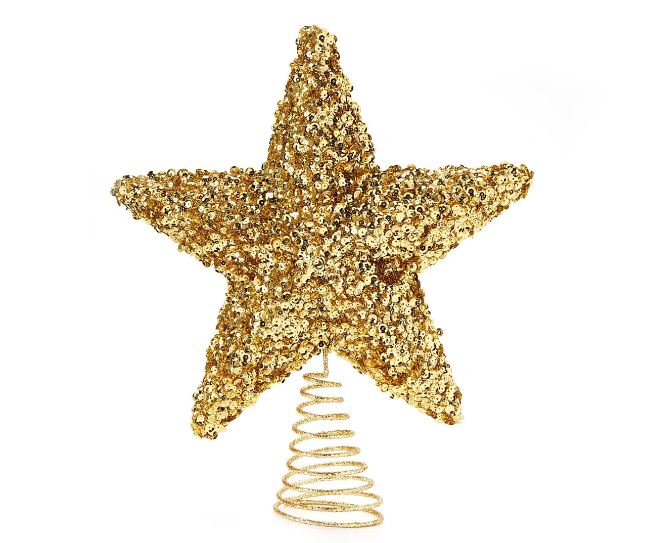 Gold Sequin Christmas Tree Topper - 12" Long x 13" Wide, Sparkling Gold ...